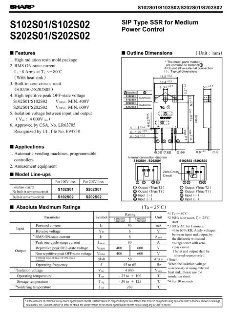 S102S01/S102S02 S202S01/S202S02 - Datasheet Catalog