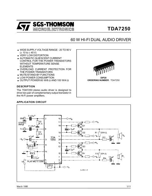 TDA7250 - Datasheet Catalog
