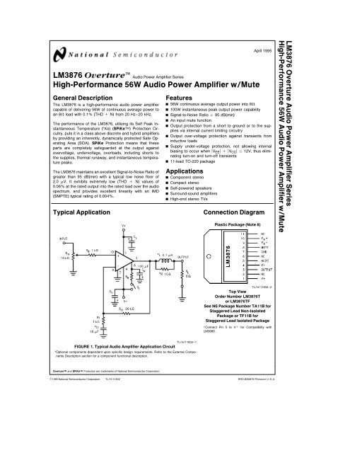 LM3876 High-Performance 56W Audio Power Amplifier w Mute