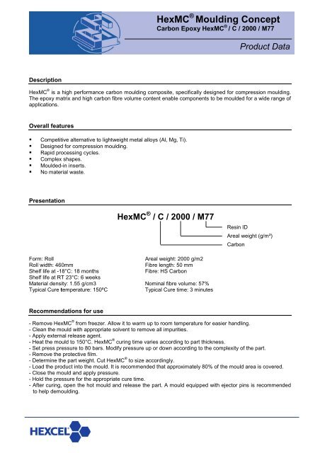 HexMCÂ® M77 molding concept - Hexcel.com