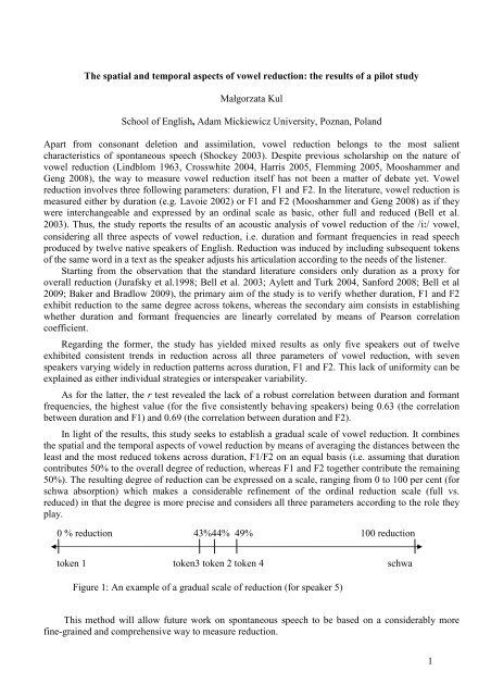 Spatial and temporal aspects of vowel reduction Spatial and temporal aspects of vowel reduction