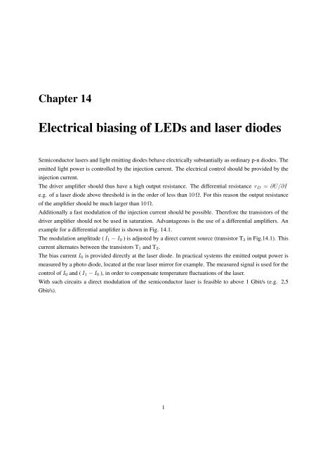 Electrical biasing of LEDs and laser diodes