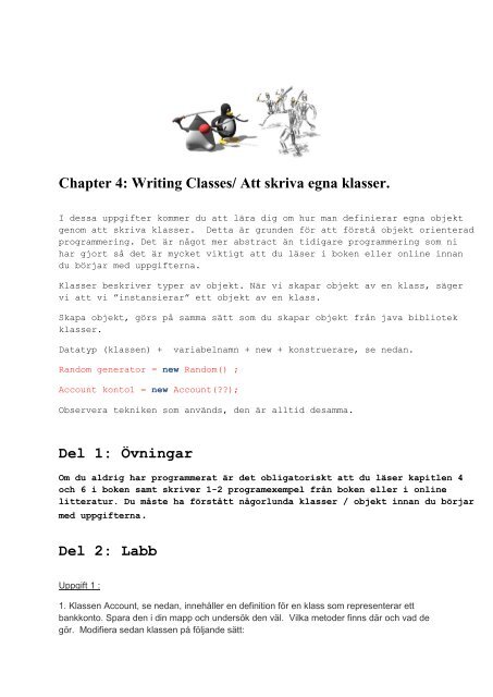 Chapter 4: Writing Classes/ Att skriva egna klasser. Del 1: Ã vningar ...