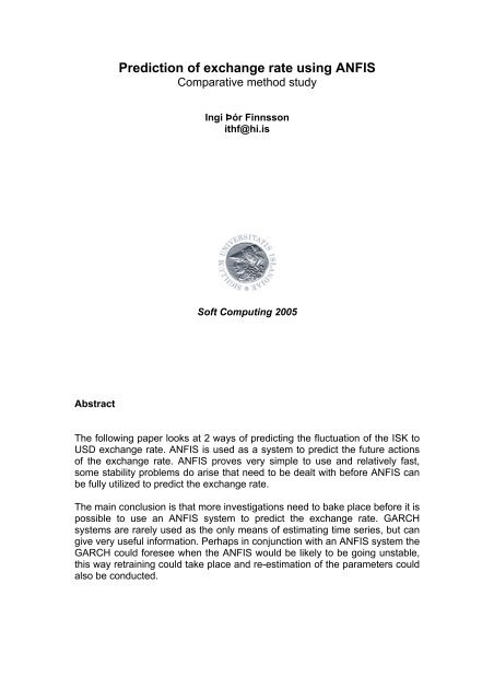 Prediction of exchange rate using ANFIS