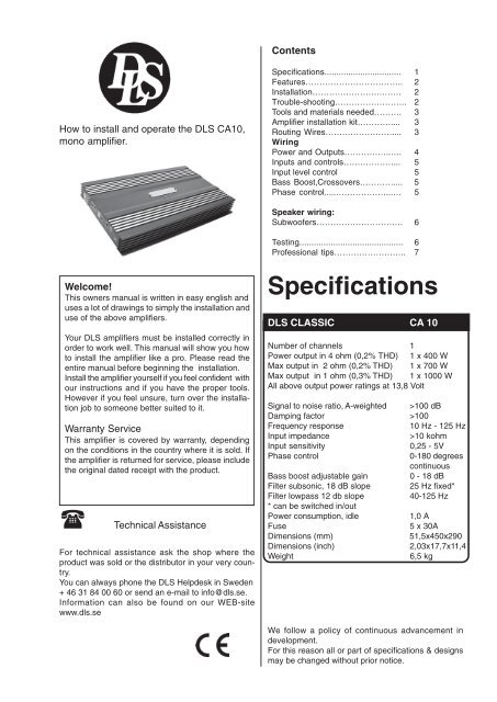 Specifications - DLS