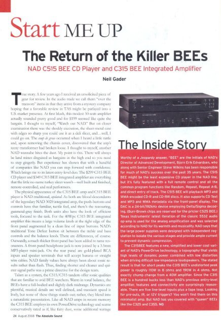 NAD C515BEE C315BEE test - Hi-Fi Klubben