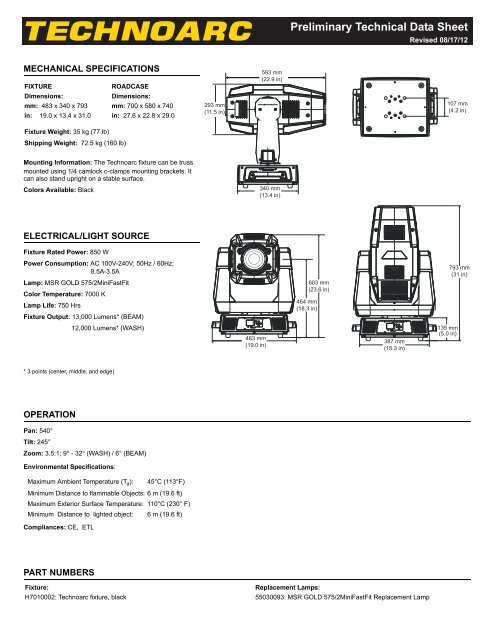 Technical Data Sheet - High End Systems