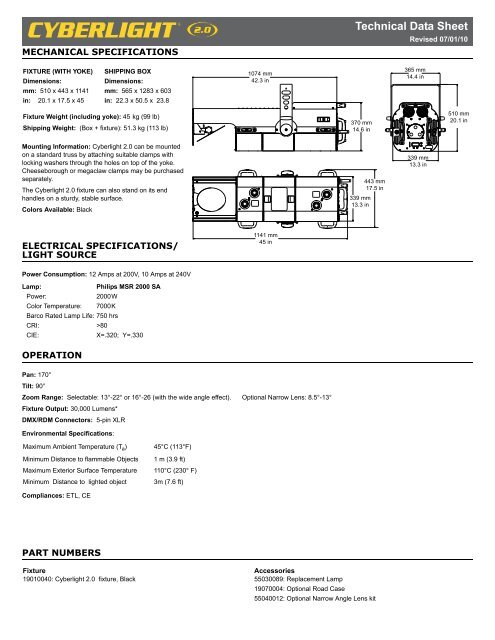 Technical Data Sheet - High End Systems