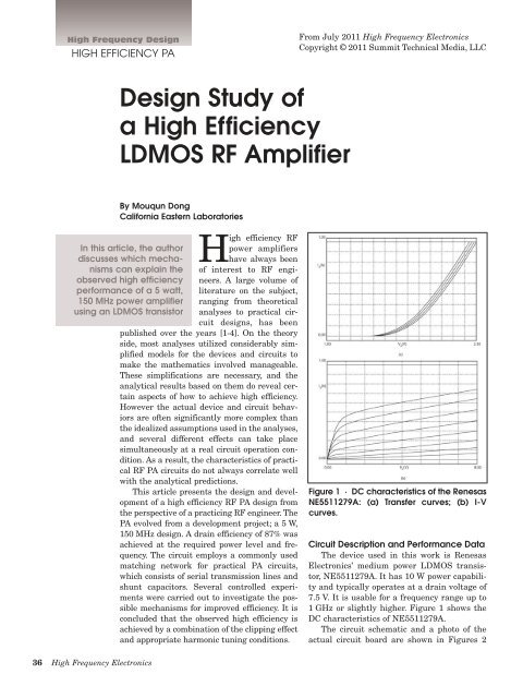 Design Study of a High Efficiency LDMOS RF Amplifier