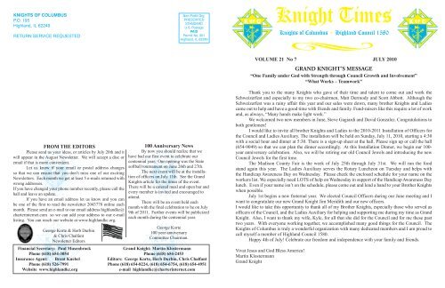 Knight Times - Highland Knights of Columbus