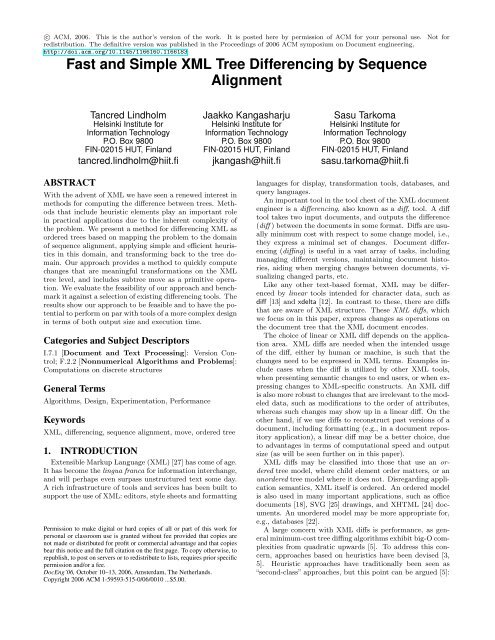 Fast And Simple Xml Tree Differencing By Sequence Alignment