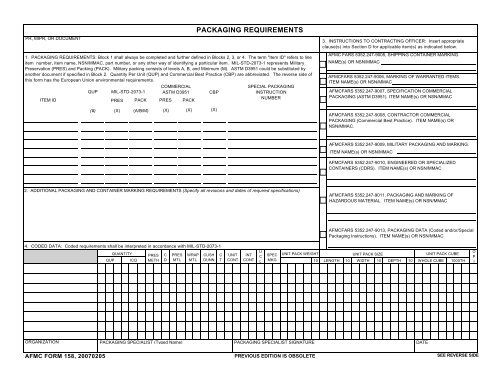 AFMC Form 158 Packaging - DRC DESP III
