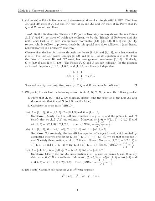 Math 314, Homework Assignment 4 Solutions 1. (10 points) A Point ...