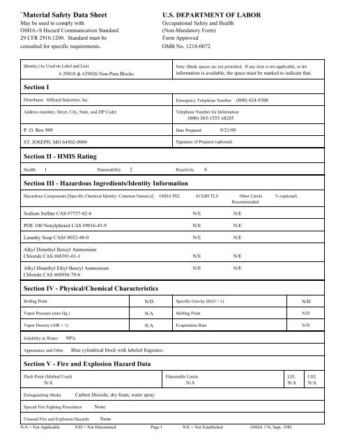 Material Safety Data Sheet - Hillyard