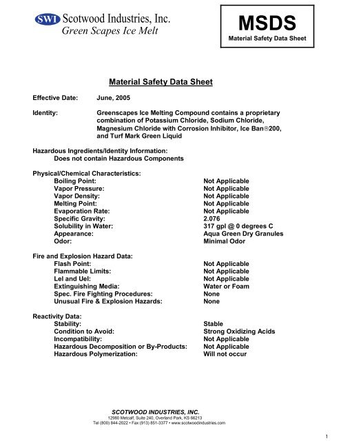 Material Safety Data Sheet - Hillyard Inc.