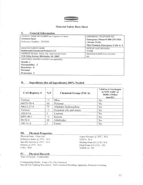 Material Safety Data Sheet - Hillyard