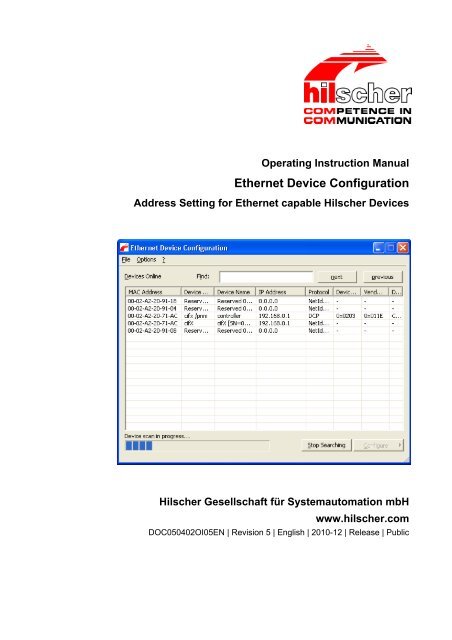 Ethernet Device Configuration User Manual