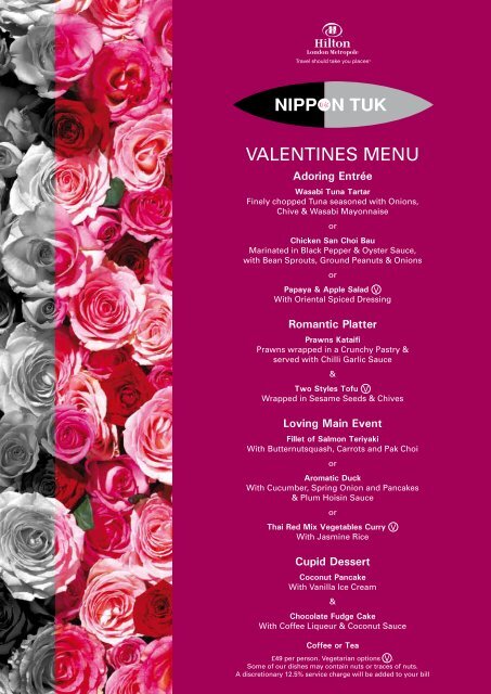 VALENTINES MENU - Hilton London Metropole