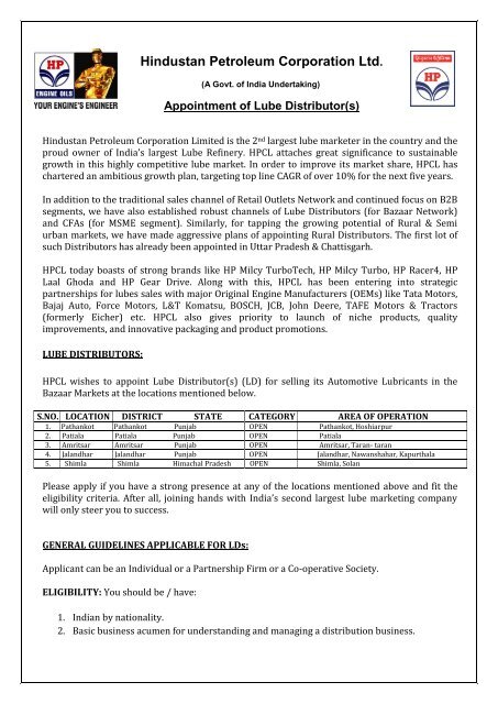 English advt. - Hindustan Petroleum Corporation Limited