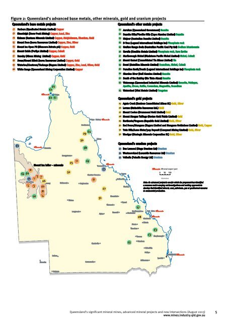 Queensland's significant mineral mines, advanced mineral projects ...