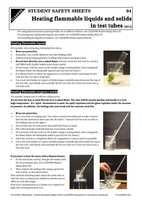 STUDENT SAFETY SHEETS 93