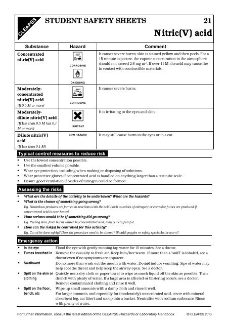 STUDENT SAFETY SHEETS 20