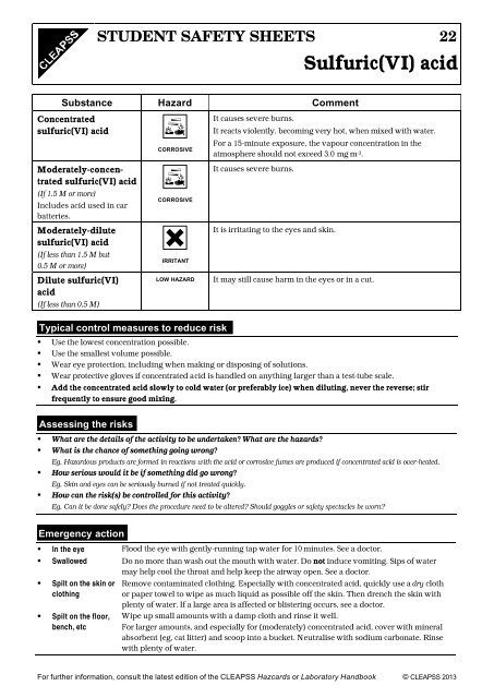 STUDENT SAFETY SHEETS 22