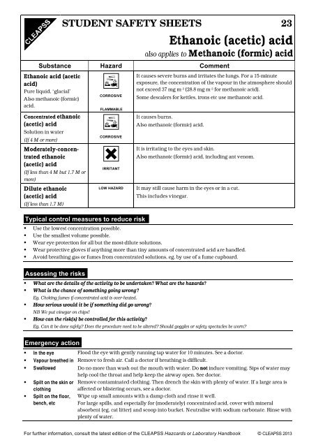 STUDENT SAFETY SHEETS 22