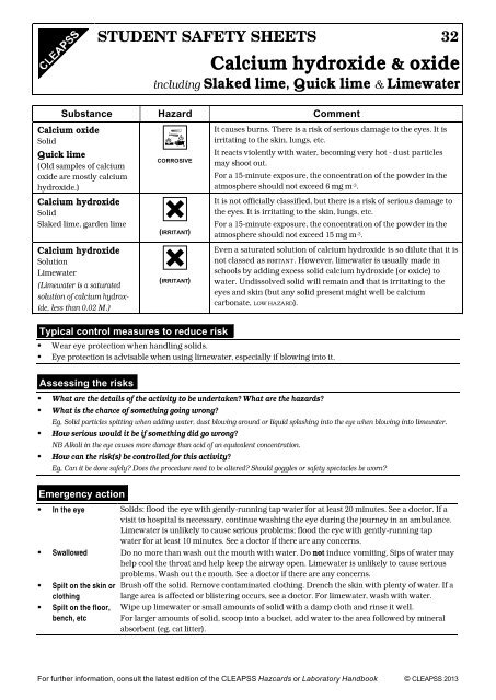 STUDENT SAFETY SHEETS 32