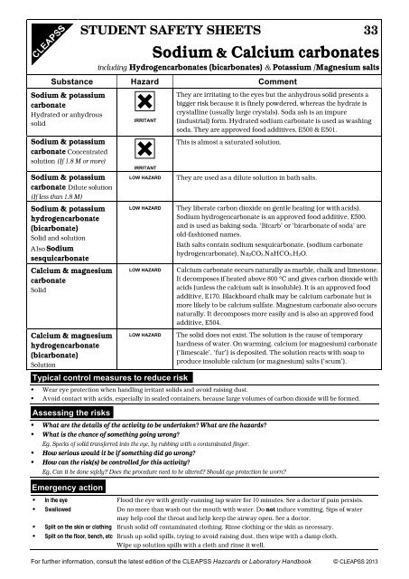 STUDENT SAFETY SHEETS 32