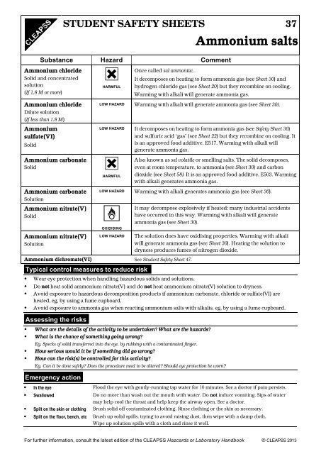 STUDENT SAFETY SHEETS 36