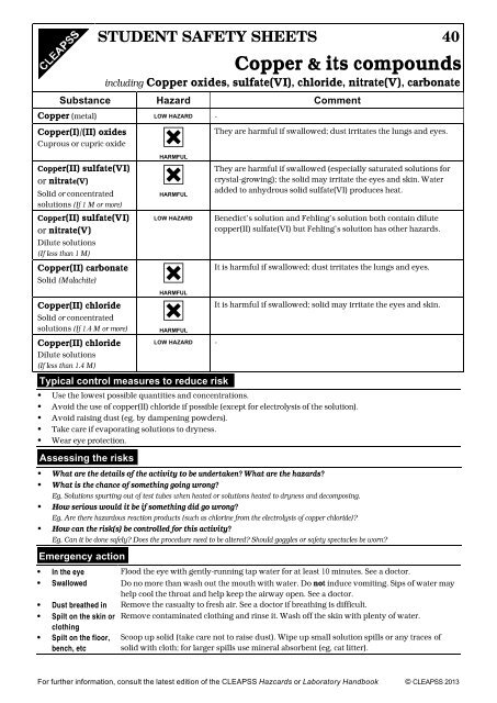 STUDENT SAFETY SHEETS 38