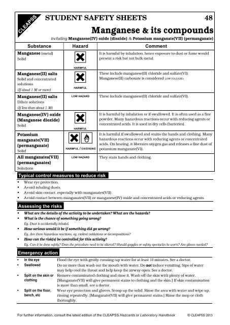 STUDENT SAFETY SHEETS 47