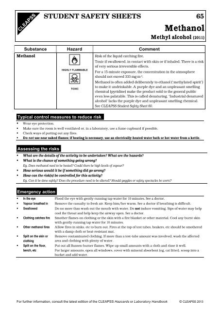 STUDENT SAFETY SHEETS 65