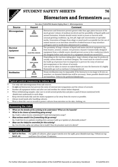 STUDENT SAFETY SHEETS 76