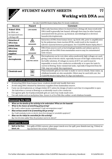 STUDENT SAFETY SHEETS 76