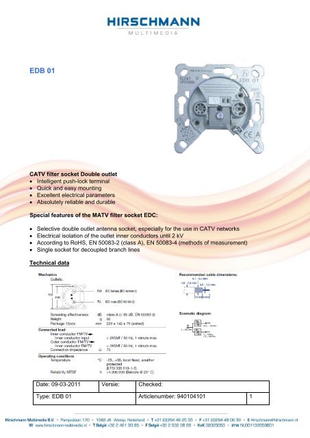 Foto product - Hirschmann Multimedia