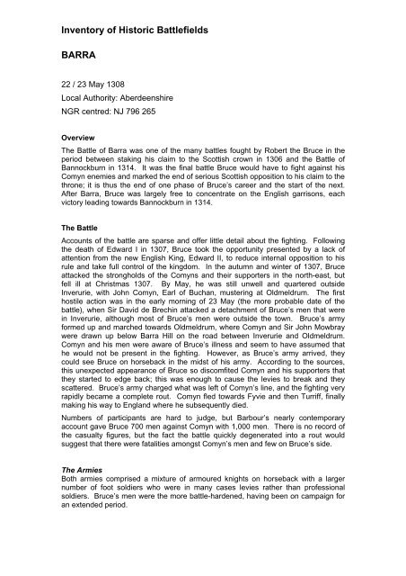 Inventory of Scottish Battlefields NGR centred: NJ ... - Historic Scotland