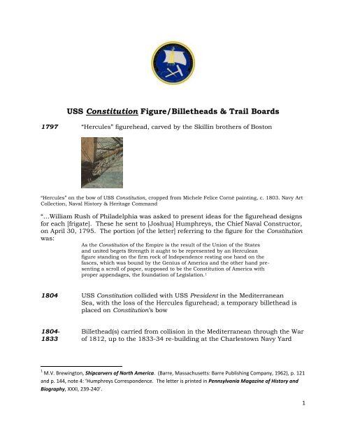 USS Constitution Figure/Billetheads & Trail Boards - Naval History ...