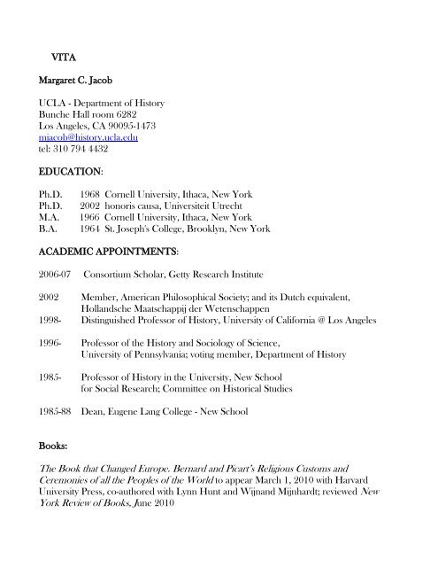 Curriculum Vitae - UCLA's History Department