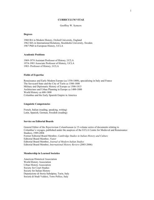 Curriculum Vitae - UCLA's History Department