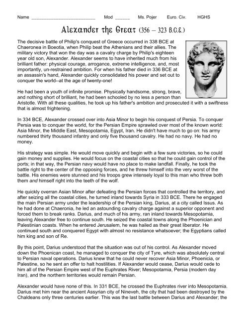 Alexander the Great - Historyteacher.net