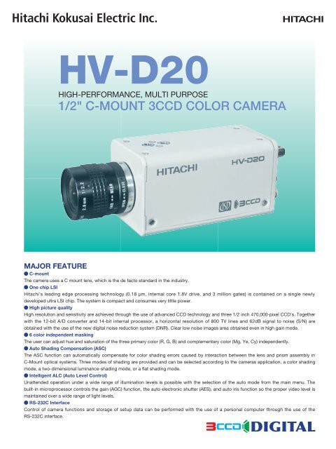 1/2" C-MOUNT 3CCD COLOR CAMERA