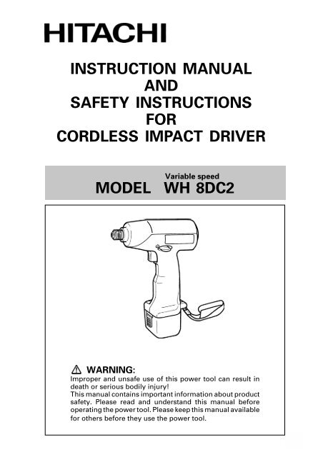 instruction manual and safety instructions for cordless impact driver ...