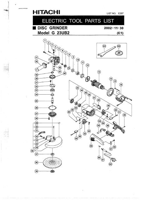 G23UB2 Exploded Diagram and Parts Listing - Hitachi