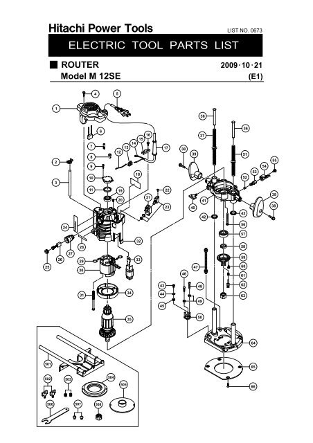M12SE Exploded Diagram and Parts Listing - Hitachi
