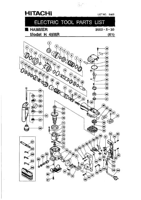 H45MR Exploded Diagram and Parts Listing - Hitachi