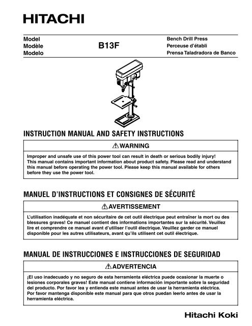 warning - HITACHI Power Tools