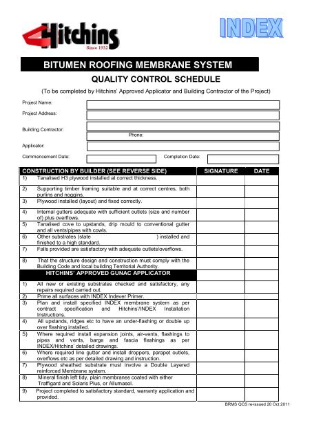 INDEX membrane system - Hitchins