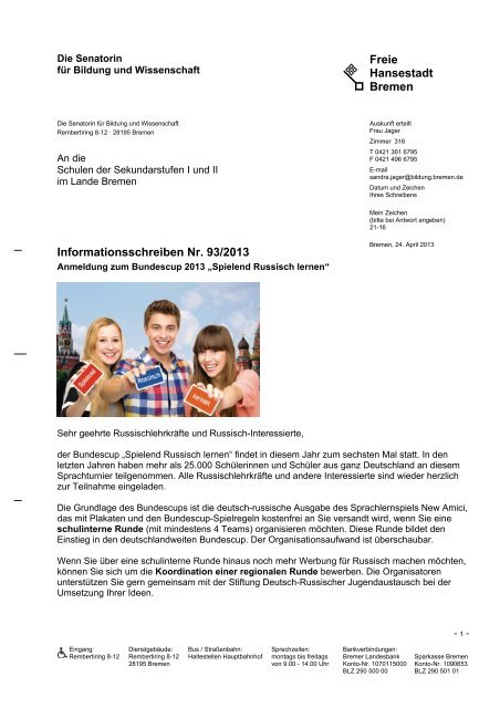Der Senator - Die Senatorin für Bildung und Wissenschaft - Bremen Der Senator - Die Senatorin für Bildung und Wissenschaft - Bremen